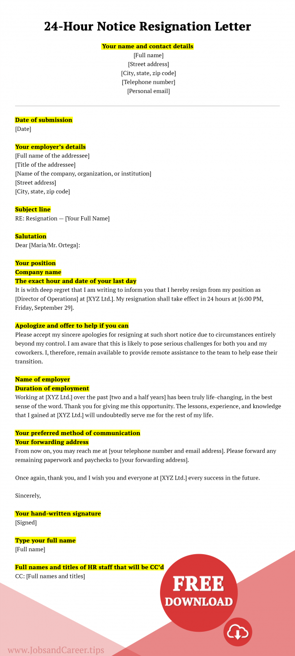 How to Write a Short Notice Resignation Letter » 99% Success