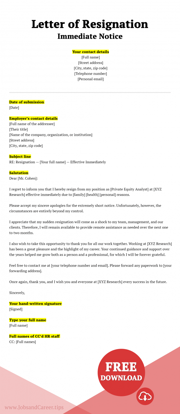 Letter of Resignation: The Definitive Guide [+9 Templates]