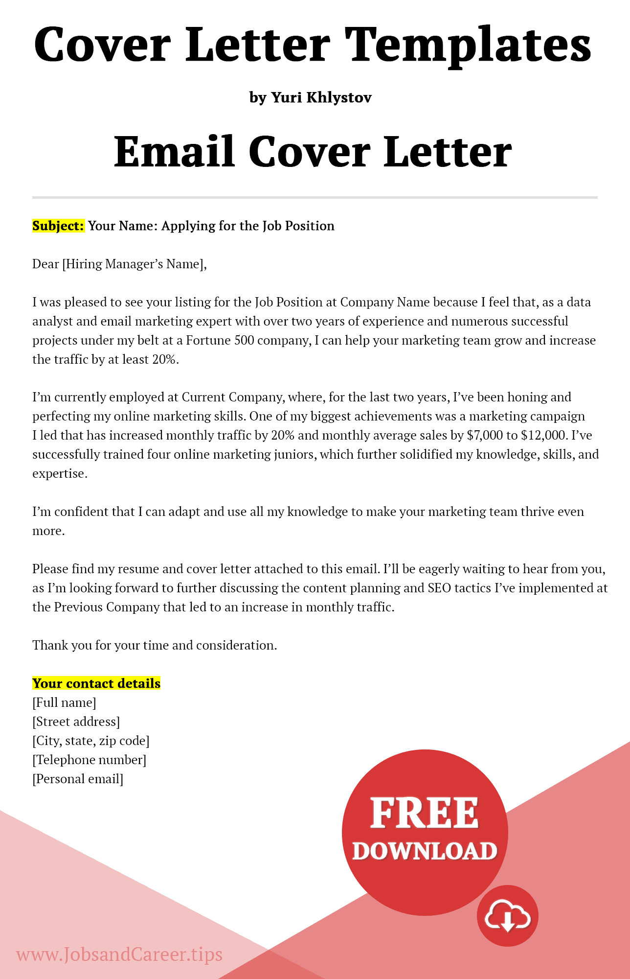Sample Email Cover Letter Sample Email Cover Letter